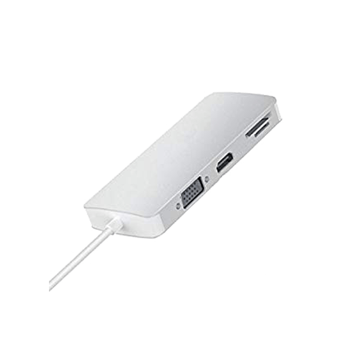 LINKOM Multiport hub USB-C sa 8 porta - LINKOM498 2x USB-A 3.0, HDMI, Micro SD, RJ45, SD, USB-C, VGA D-sub, USB 3.0 - C, Siva