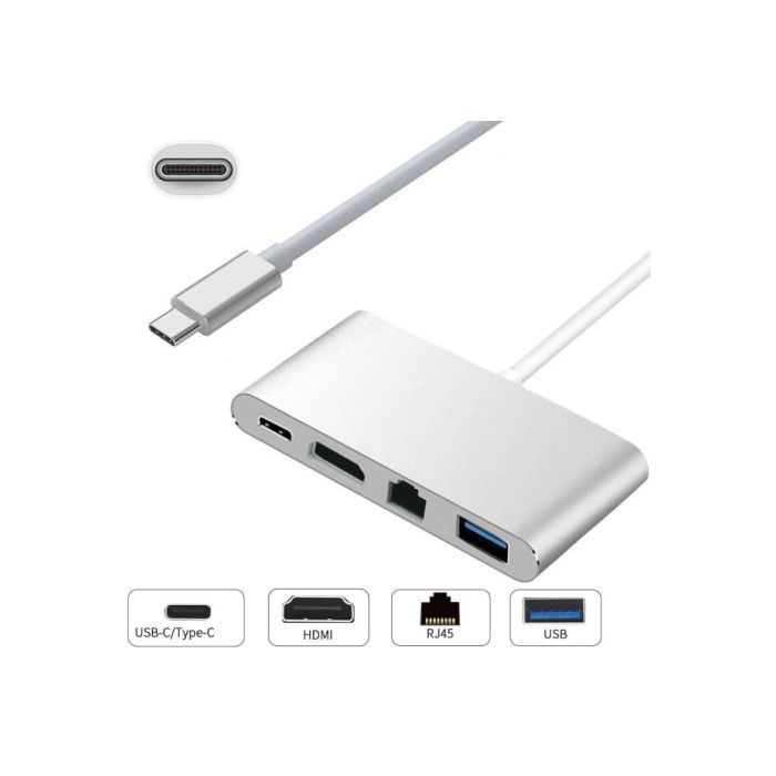 E-GREEN Adapter Type-C na HDMI + USB 3.0 + Type-C + RJ45
