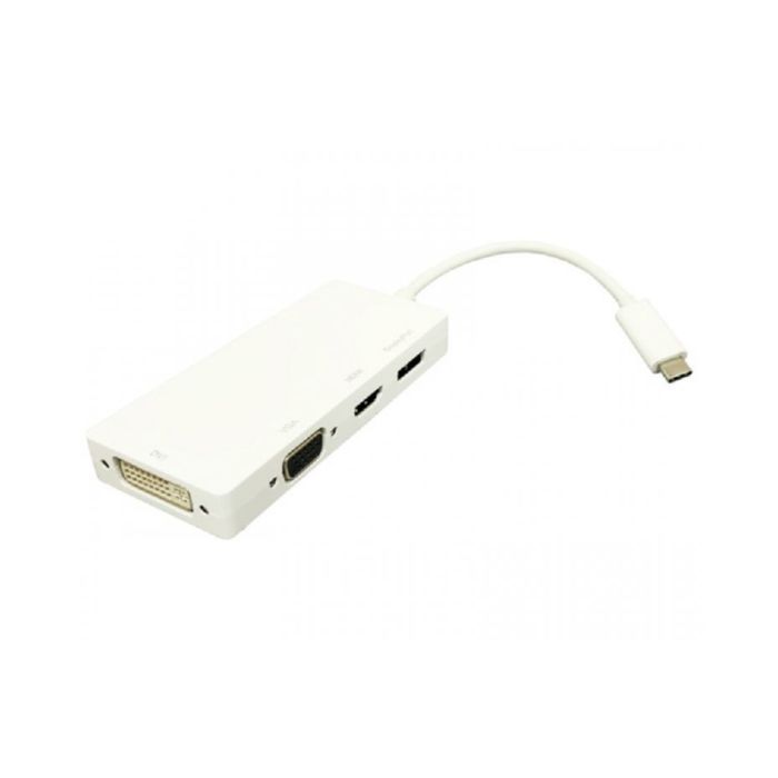 E-GREEN Adapter USB 3.1 tip C na Display Port + HDMI + VGA + DVI, bela