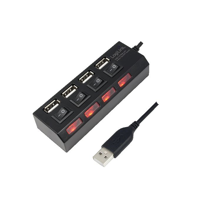 Logilink (UA0128) USB hub 4-portni On/Off crni