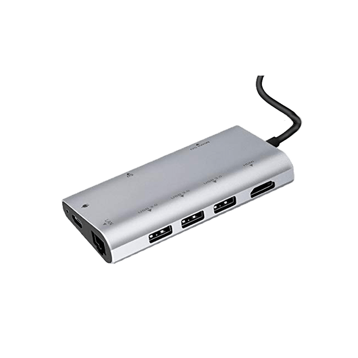 LINKOM Multiport hub USB-C 3.0 sa 8 porta- LINKOM499 3x USB 3.0, HDMI, Micro SD/SD, LAN port (RJ45), USB-C PD, USB 3.0 - C, Siva