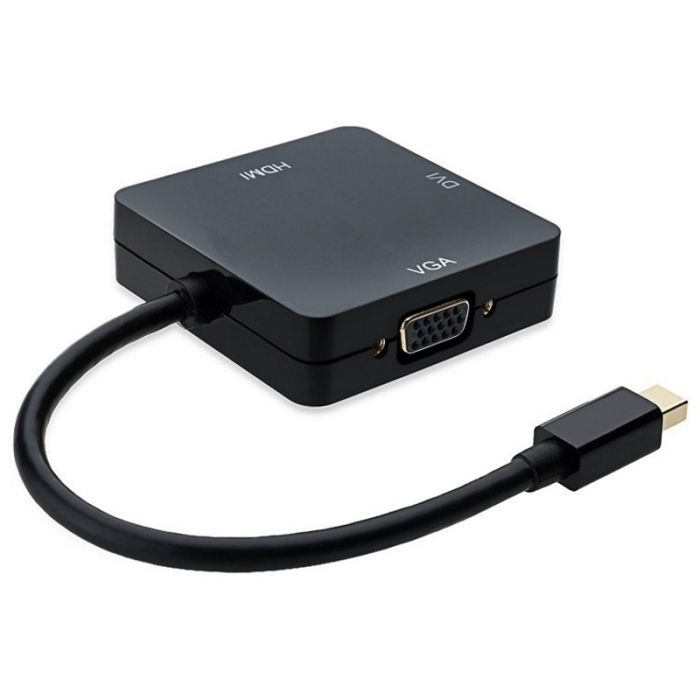 Mini DisplayPort - HDMI + DVI-I Dual Link + VGA D-Sub crni