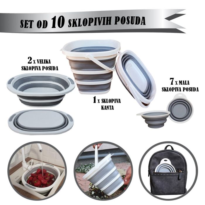 Set od 10 sklopivih posuda