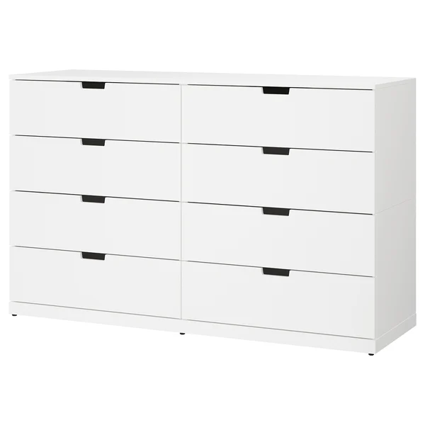 Komoda s 8 fioka, bela, 160x99 cm