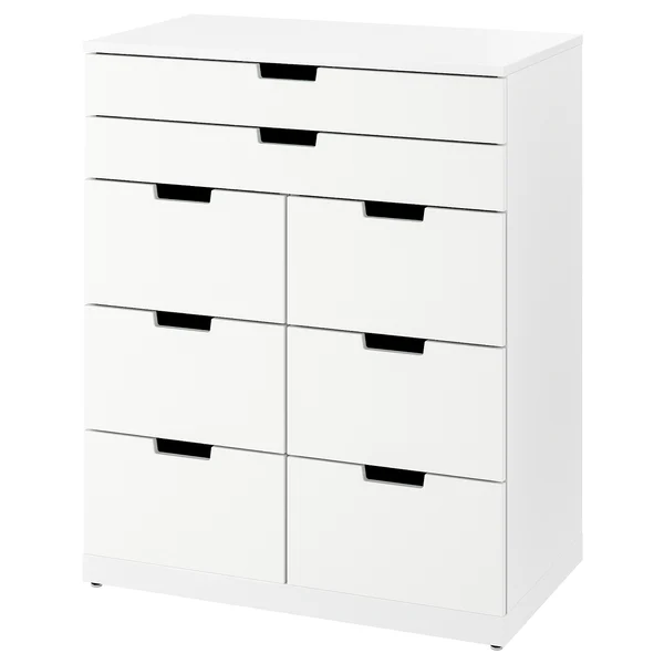 Komoda s 8 fioka, bela, 80x99 cm