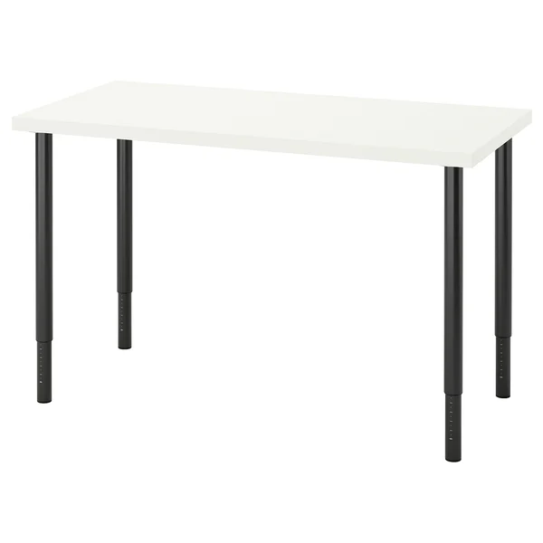 Radni sto, bela/crna, 120x60 cm