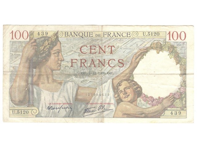 Francuska 100 francs 07.12.1939.