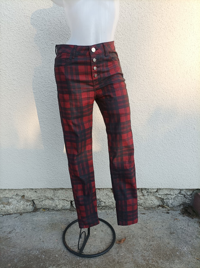 Zara Karirane Pank Rok Pantalone S