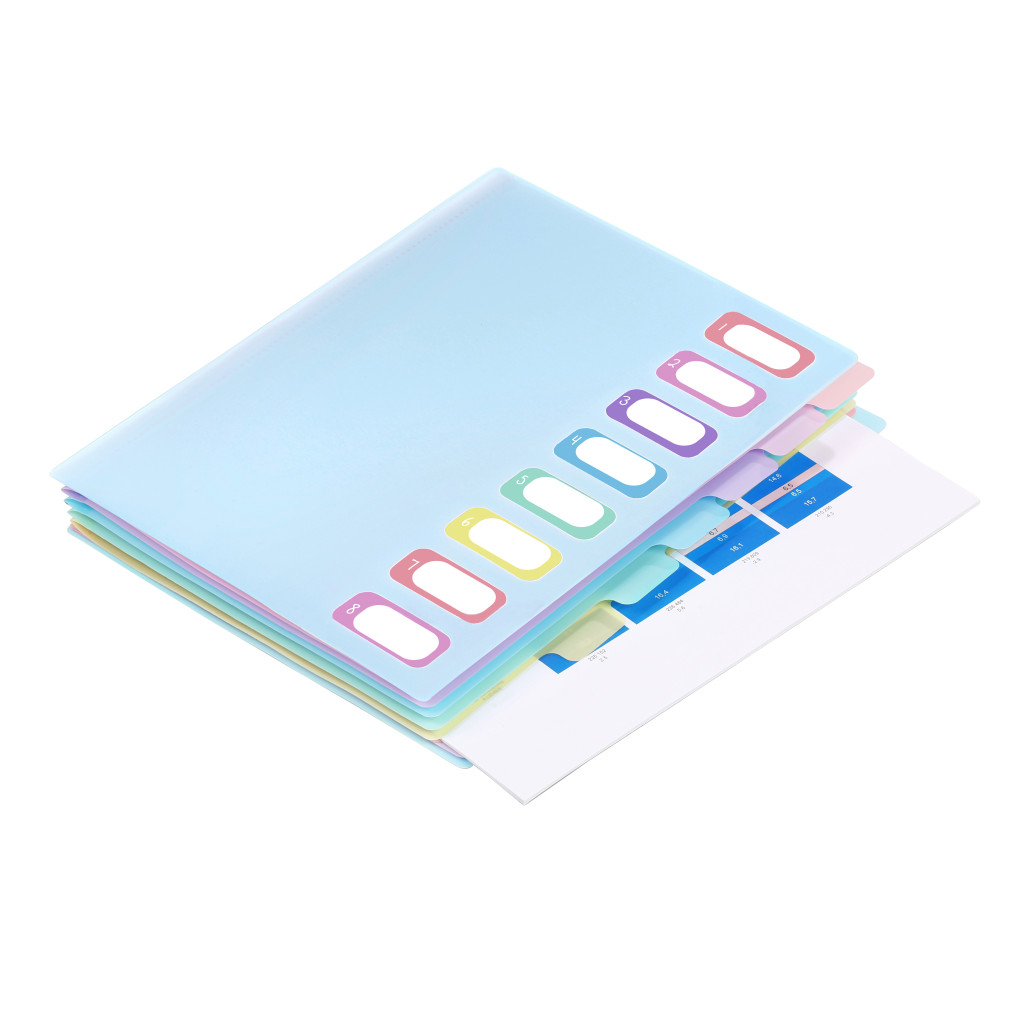 PVC Organiser sa 8 pregrada i gumicom Rainbow Pastel sortirano