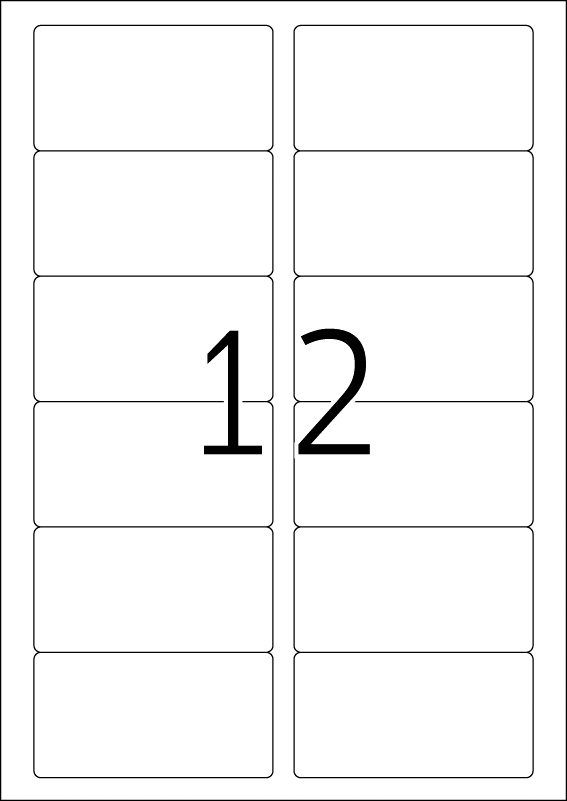 Etikete 88X46,6, zaobljene ivice A4/12 1/100 bela