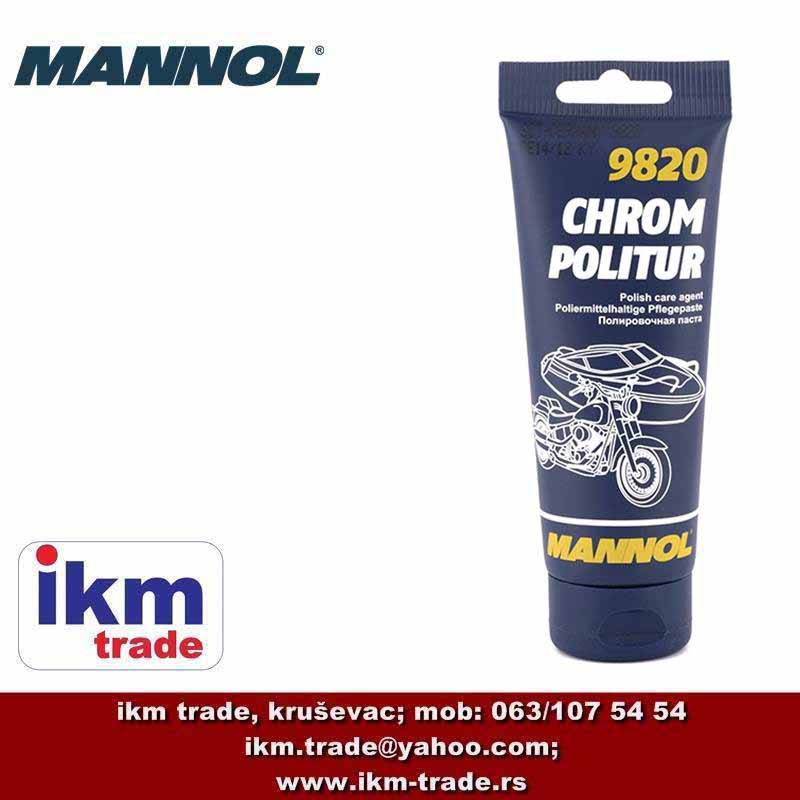 MANNOL CHROM POLITUR 9820 – pasta za poliranje hromiranih površina 100ml