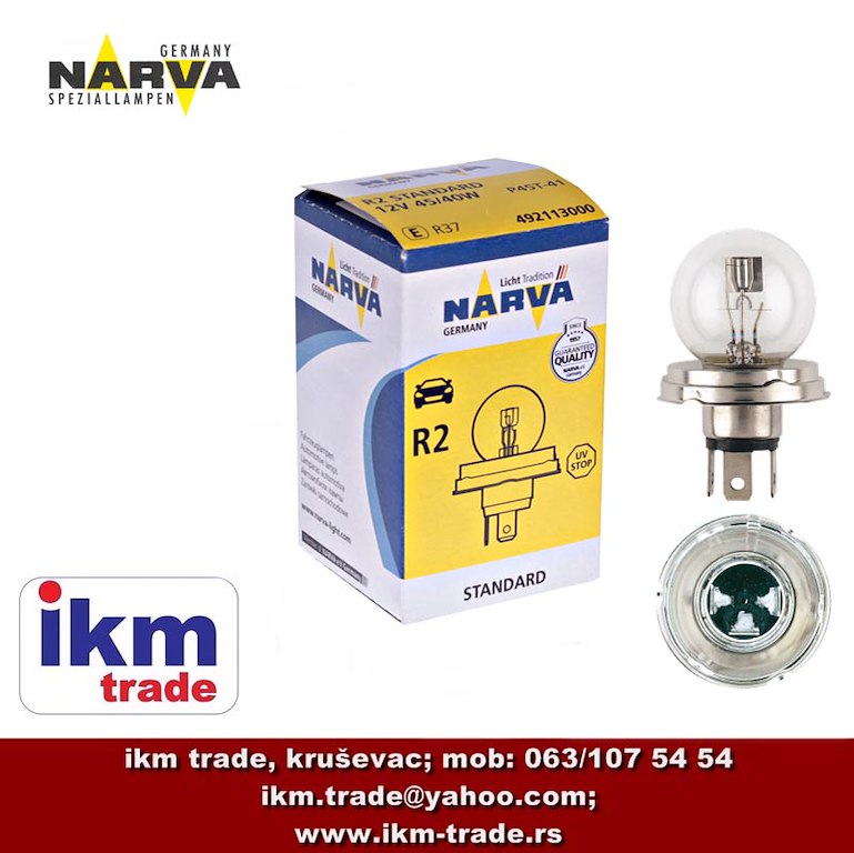 Narva sijalica R2 Standard 45/40W 12V – sa šeširom