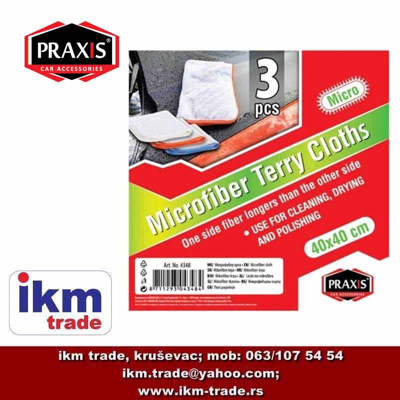 PRAXIS Microfiber Terry Cloth – mikrofiber krpa za čišćenje, sušenje i poliranje – set 3 kom