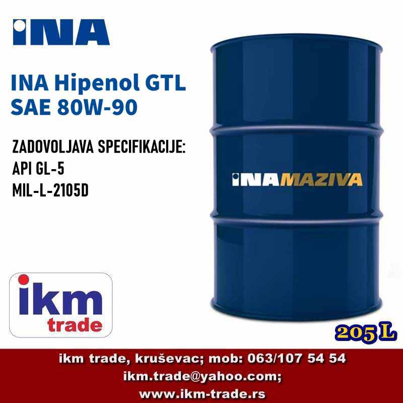 INA HIPENOL GTL 80W90 205L