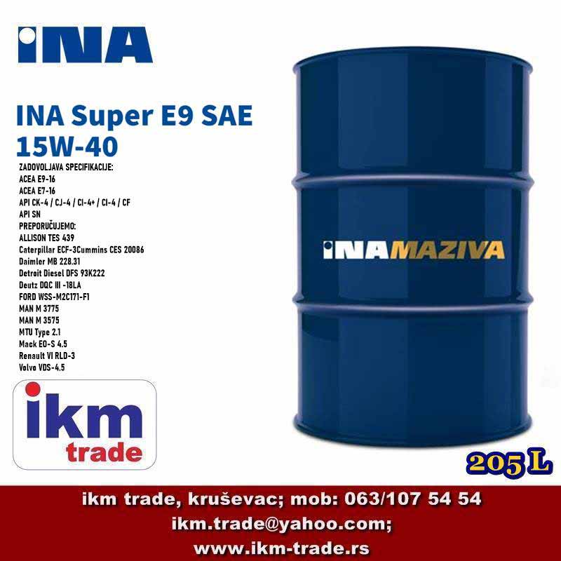 INA SUPER E9 15W 40 205L