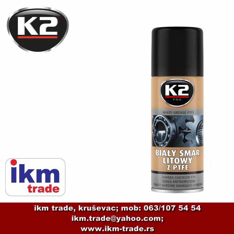 K2 WHITE GREASE PFTE – litijumska bela mast sa teflonom 400ml