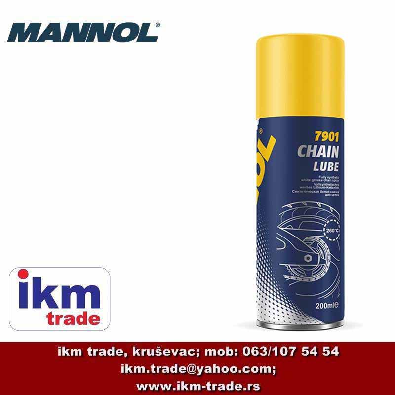 MANNOL CHAIN LUBE 7901 – sintetičko belo mazivo u spreju za podmazivanje lanaca 200ml
