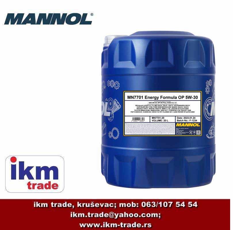 LavAvto - SYNTHETIC OIL Energy Formula OP 5W-30 20L API SL/CF MANNOL