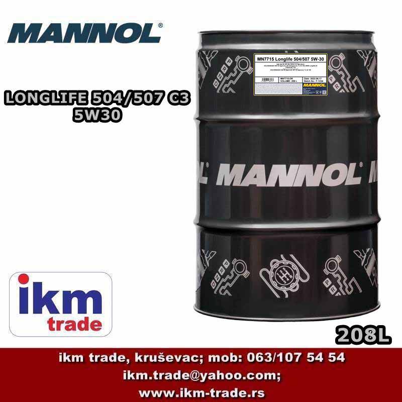 MANNOL LONGLIFE 504/507 C3 5W30 7715 bačva 208L