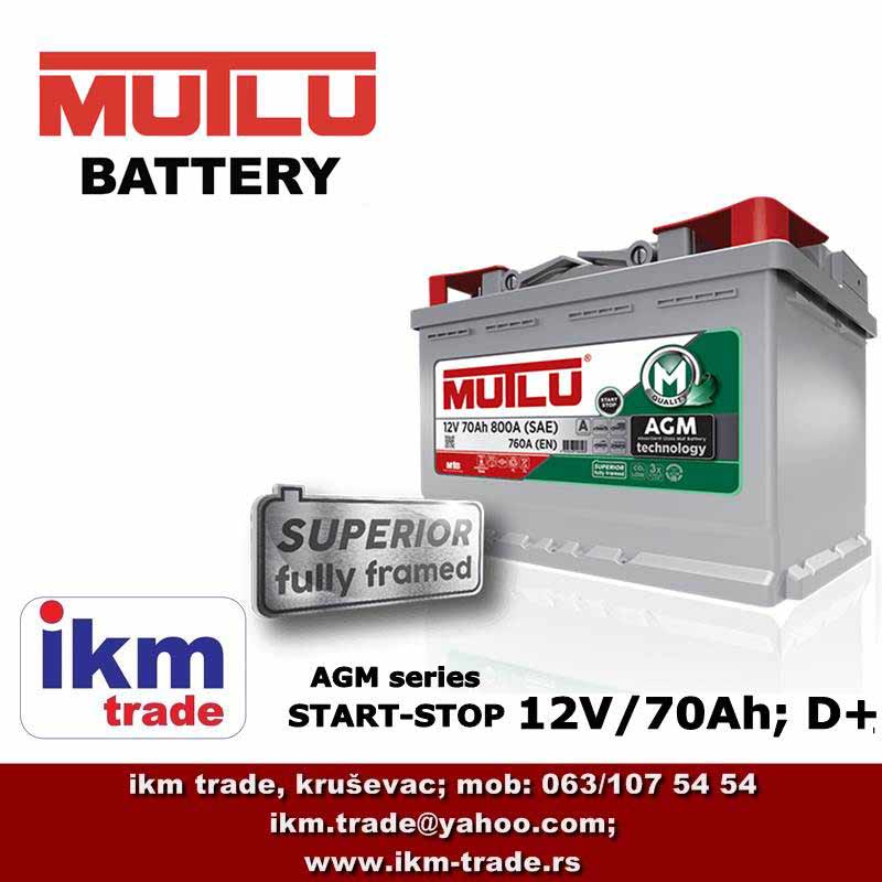 MUTLU AGM SERIE START-STOP Akumulator -12V/70Ah D+