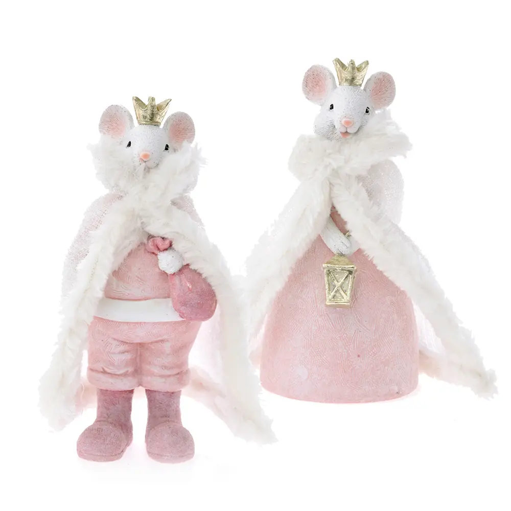 ENA Novogodišnji miš i mišica 2/1 12x9x25cm 71663 roze-beli