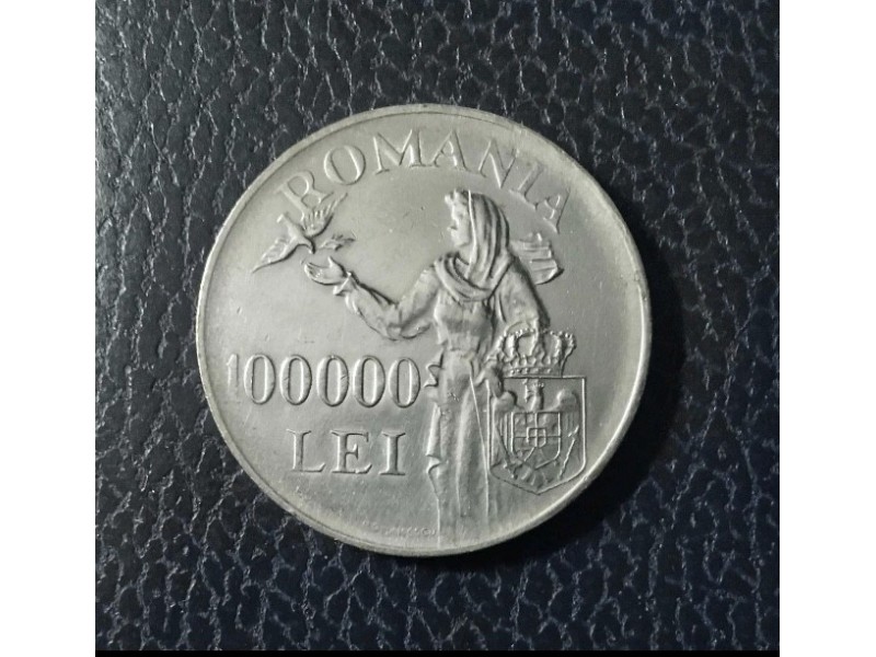 Rumunija 100000 lei 1946 lepa UNC srebro