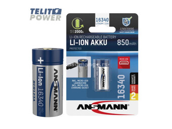 Ansmann punjiva Li-Ion 3.6V 850mAh 16340 sa mikro USB ulazom za punjenje RCR123A ( 4235 )