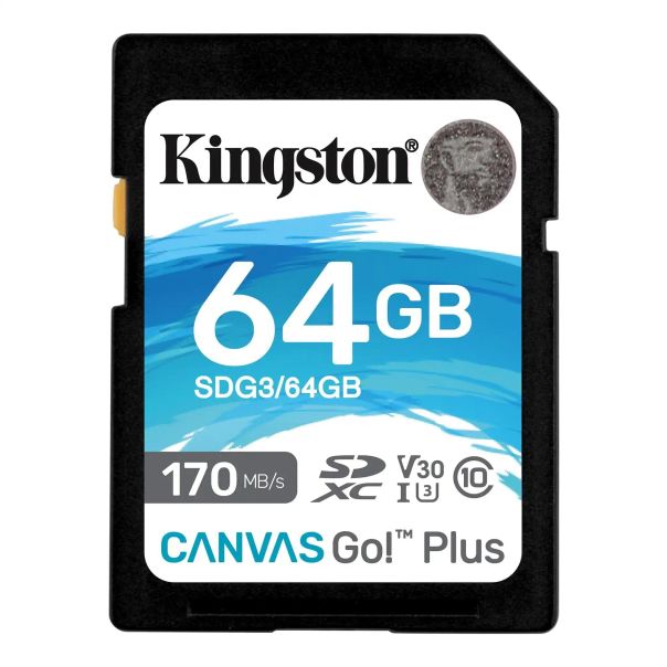 Kingston SD Card 64GB SDG3/64GB class 10 170Mbs/64MBs