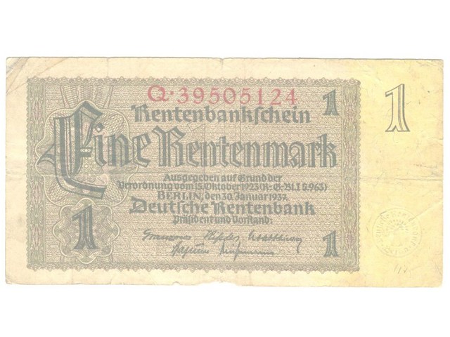 Nemacka 1 rentenmark 1937