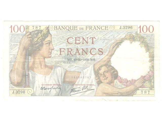 Francuska 100 francs 19.10.1939.