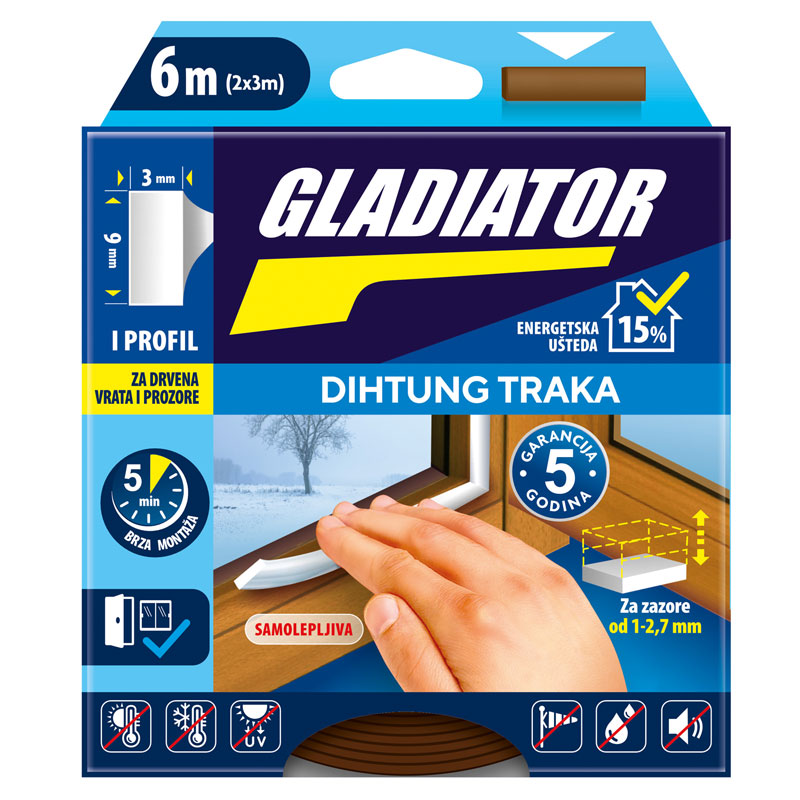 GLADIATOR DIHTUNG TRAKA ZA VRATA I PROZORE I PROFIL BRAON