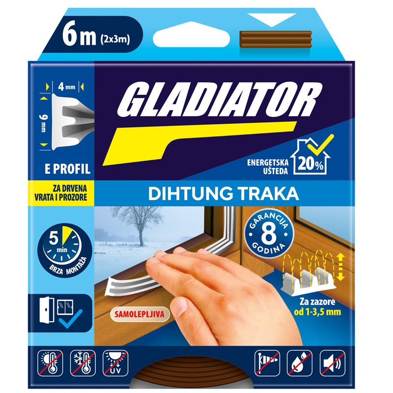 GLADIATOR DIHTUNG TRAKA ZA VRATA I PROZORE E PROFIL BRAON