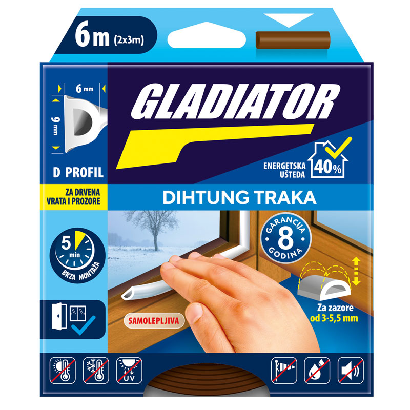 GLADIATOR DIHTUNG TRAKA ZA VRATA I PROZORE D PROFIL BRAON