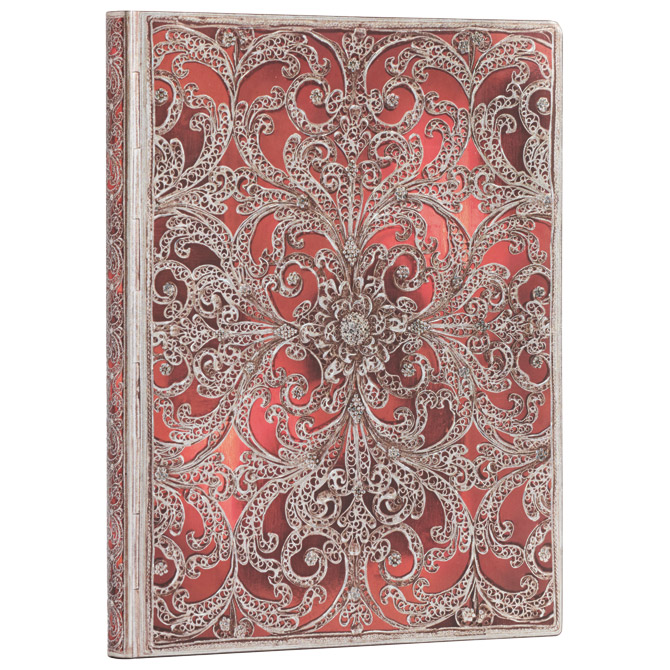 Notes 18x23cm-ultra linije 88L s gumicom Silver Filigree Collection Flexis Paperblanks FB9401-2