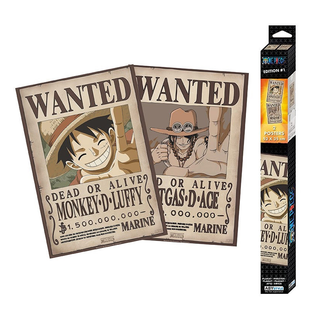 One Piece - Set 2 Posters Chibi - Wanted Luffy & Ace (52x35)
