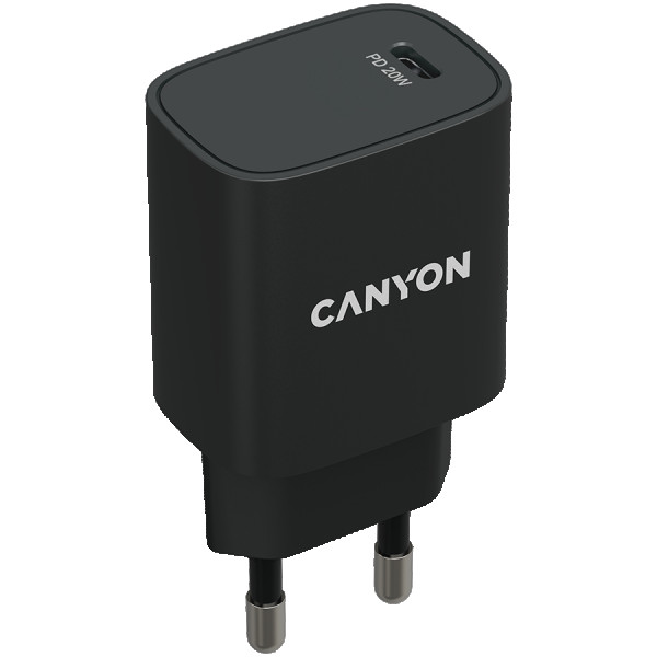 Canyon, PD 20W Input: 100V-240V, Output: 1 port charge: USB-C:PD 20W (5V3A9V2.22A12V1.67A) , Eu plug, Over- Voltage , over-heated, over-current and short circuit protection Compliant with CE RoHs,...