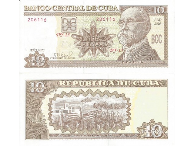 Cuba 10 pesos 2020. UNC