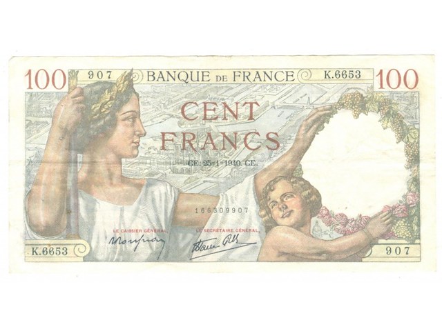 Francuska 100 francs 25.01.1940.