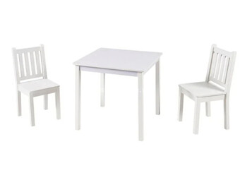 Kinder home dečiji drveni sto sa 2 stolice, set za učenje, crtanje, igru, jelo - beli ( TF-6644-V )