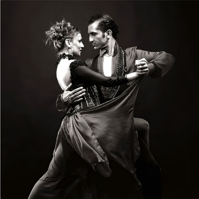 Tango Argentino par, uramljena slika 50x50 cm