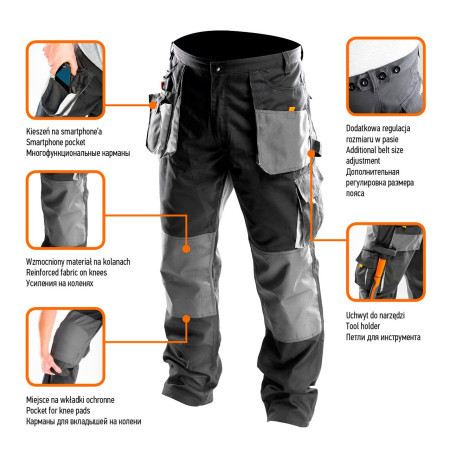 Neo tools pantalone radne sive-NEO XXL58 ( 81-220-XXL )