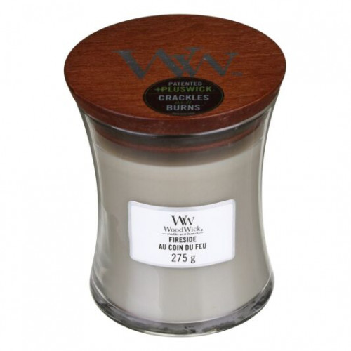 Fireside - M WoodWick mirisna sveća (amber, vetiver, mošus)