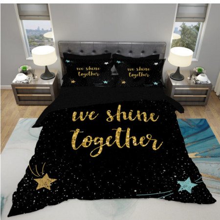 Mey home posteljina we shine together 3d 200x220cm crno-zlatna ( 3D-1056 )