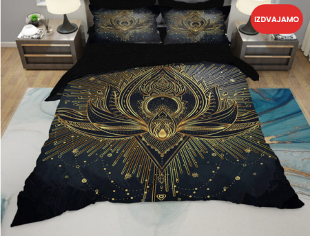 Mey home posteljina zlatna mandala 3d 200x220cm crna ( 3D-1437 )