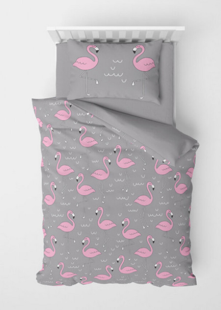Mey home posteljina sa motivom flamingosa 3d 160x220cm siva ( 3D-1045T )