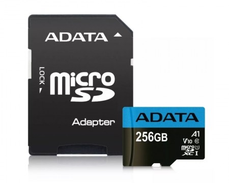 A-DATA UHS-I MicroSDXC 256GB class 10 + adapter AUSDX256GUICL10A1-RA1