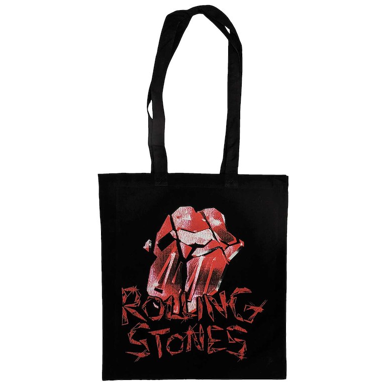 Rolling Stones – HD Cracked Glass Tongue – BL – Tote Bag