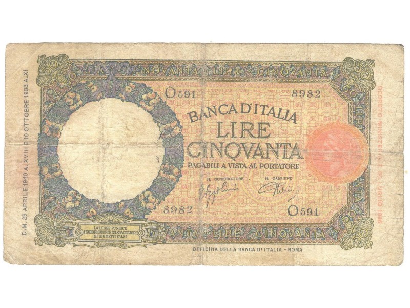 Italija 50 lira 1940