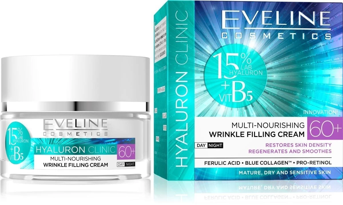 EVELINE KREMA ZA LICE HYALURON CLINIC DAY AND NIGHT 60+ 50ML