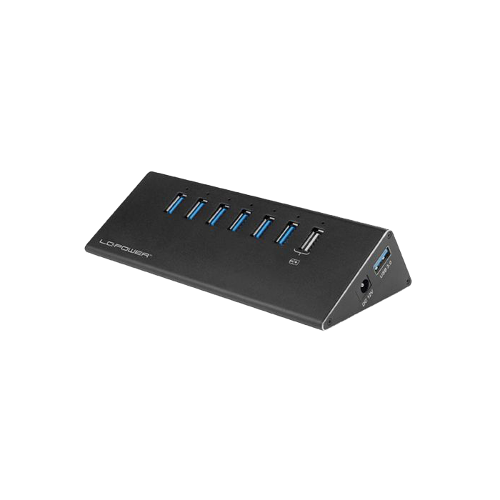 LC POWER USB 3.0 Hub 6+1-port - LC-HUB-ALU-2B-7 Crna